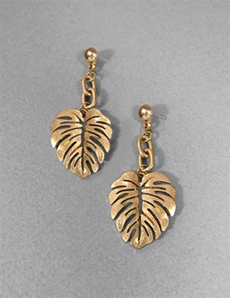 Monstera Earrings Tropical Plant Leaf Earring Nature Inspired Etsy