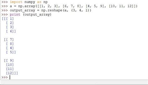 numpy array reshape shape transformation without data