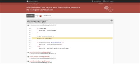 attempted to load class legacylayout from the global namespace