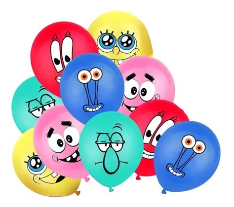 Kit Pack 10 Globos Bob Esponja Y Sus Amigos 33 Cm De Latex Cuotas