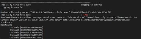 [code example] sessionnotcreatedexception message session not created