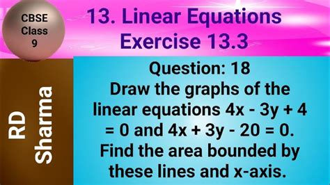 Draw The Graphs Of Equations 4x 3y 4 0 And 4x 3y 20 0 Find The Area