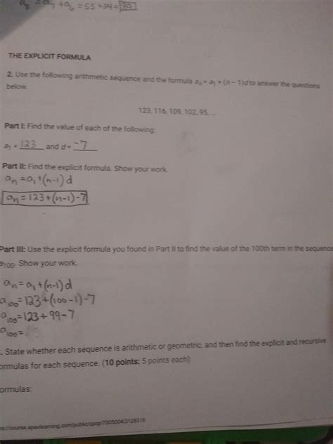 The Explicit Formula Use The Following Arithmetic Sequence And The