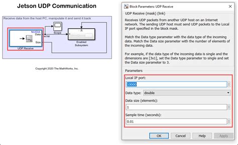 send and receive data over udp on nvidia jetson platforms matlab