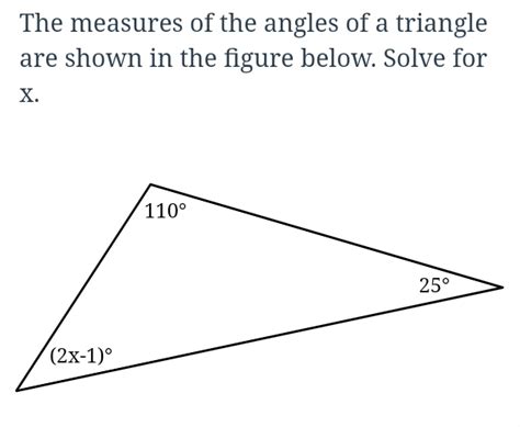 Solved The Measures Of The Angles Of A Triangle Are Shown In The