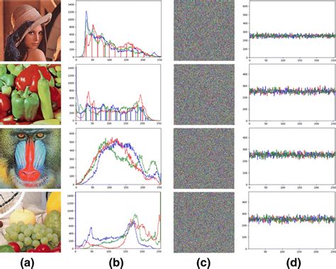 the histograms of the original image and the encrypted image a plain
