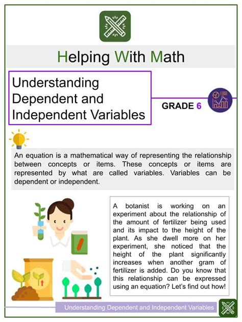 understanding dependent and independent variables math worksheets