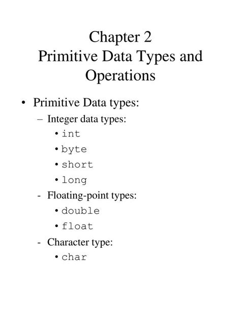 Ppt Chapter 2 Primitive Data Types And Operations Powerpoint