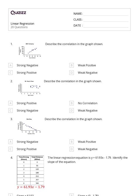 50 Correlation And Coefficients Worksheets For 12th Class On Quizizz