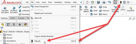 how to use the solidworks rebuild commands