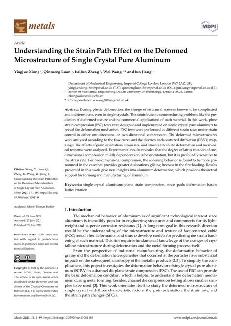 Pdf Understanding The Strain Path Effect On The Deformed