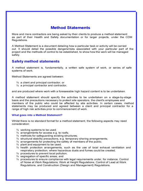 method statement 6 free templates in pdf word excel download