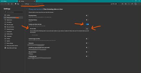 new feature in edge provide option to keep specific cookies when