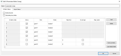 s parameter matrix sweep utility ansys optics