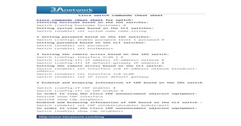 Cisco Switch Commands Cheat Sheet [doc Document]