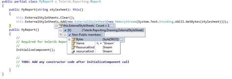 c telerik reporting loading of externalstylesheet xml from an action