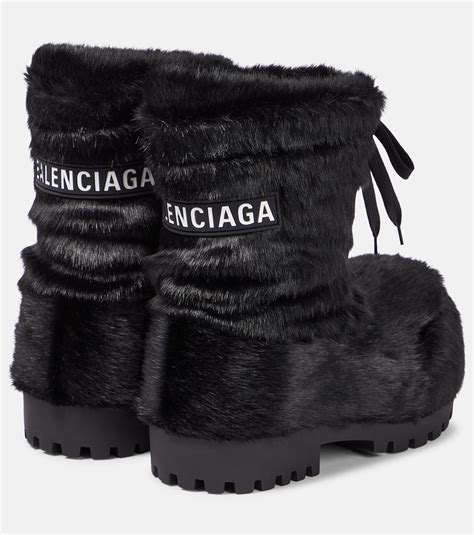 Alaska Faux Fur Snow Boots In Black Balenciaga Mytheresa