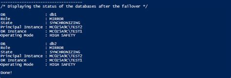 sql server database mirroring status check and manual