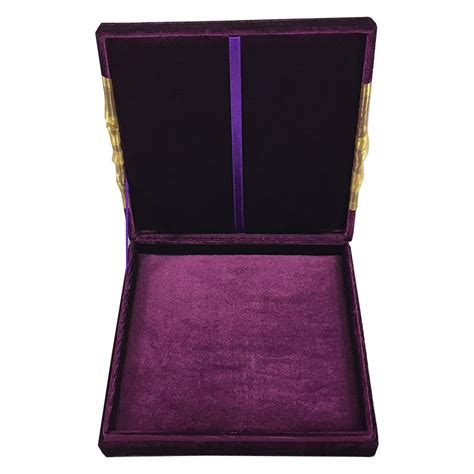 Royal Purple Velvet Fleur De Lis Embellished Invitation Box For Wedding