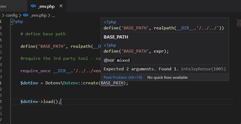 php undefined type dotenv dotenv intelephense 1009 stack overflow