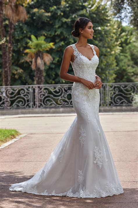 Style 44142 Open V Neckline With Straps Fit And Flare Dress