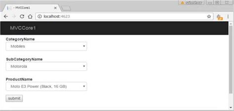 creating simple cascading dropdownlist in asp core mvc with new tag