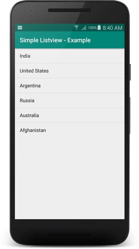 simple listview in android example android network