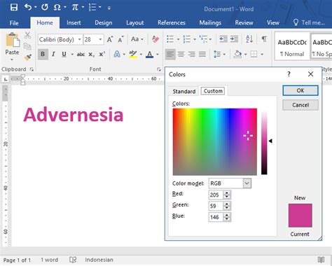 materi tik cara mengubah warna teks di microsoft word “font color