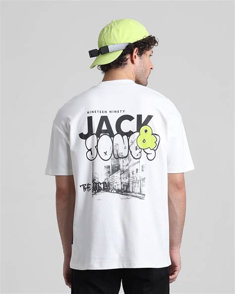 White Graphic Printed Oversized T Shirt