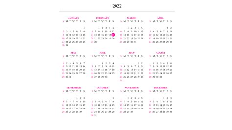 8 css calendar grids