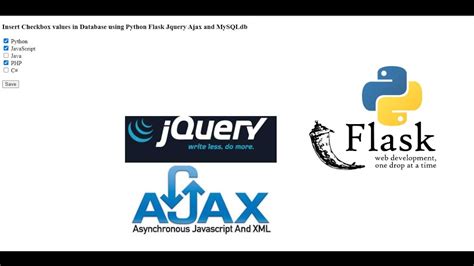 insert checkbox values in database using python flask jquery ajax and