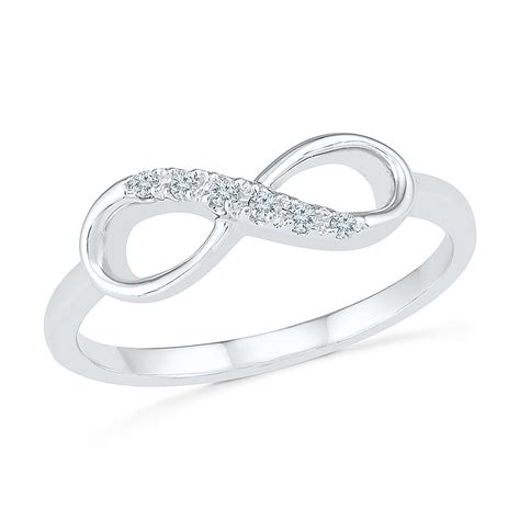 9ct White Gold Diamond Set Stackable Infinity Ring 9523043 Bevilles