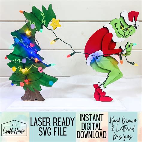 Grinch Stealing Lights Laser Svg File Etsy Australia