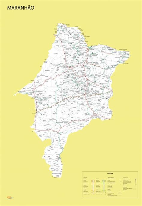Mapa Político Rodoviário Estado Do Maranhão 67 Cm Comprimento X 97 Cm