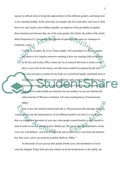 Same Sex Marriages Should Be Legally Recognized Essay Example Topics