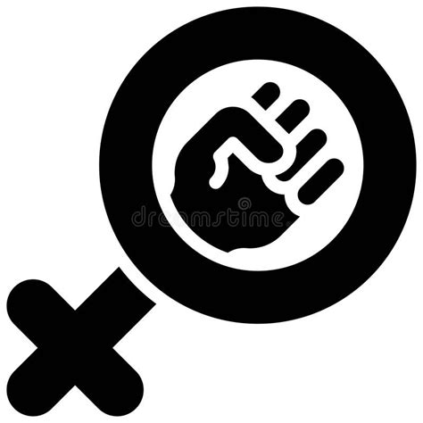Raised Fist With Female Gender Symbol Icon Stock Vector Illustration