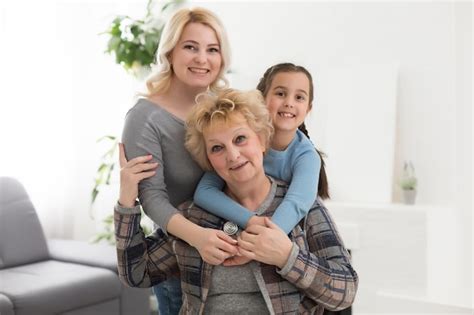 Premium Photo Three Generations Of Women Beautiful Woman And Teenage
