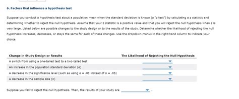 6 Factors That Influence A Hypothesis Test Suppose