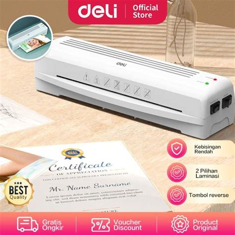 Jual Deli Laminator Machine Mesin Laminating A3 A4 Panas Dingin E1437x