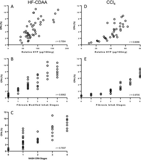 Correlation Of Cpa Values With Relative Hyp Content And Fibrosis Scores