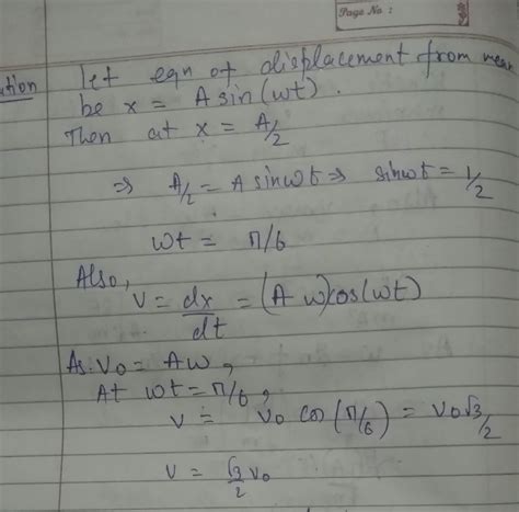 A Particle Is Executing Shm With Amplitude A And Has Maximum Velocity