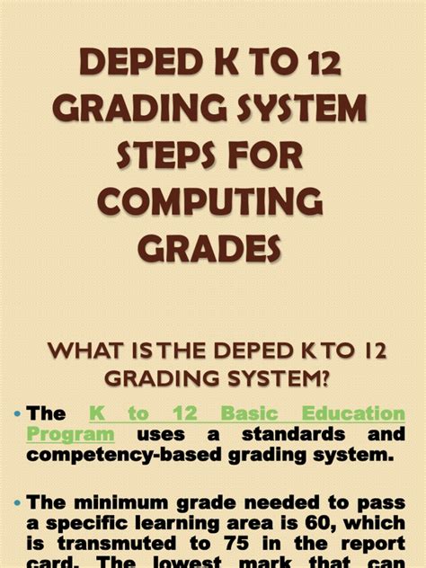 Deped K To 12 Grading System Steps For Computing Grades Pdf