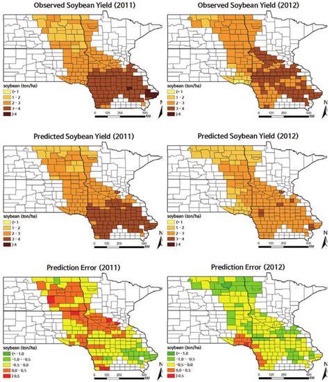 Spatial Distributions Of Soybean Yield A Observed Yield In 2011 And