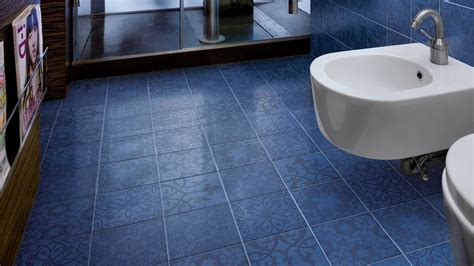 Distinctive Blue Tiles Are Elegant And Add Colour To The Bathroom