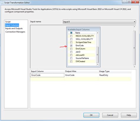 sql server ssis error code and error column stack overflow