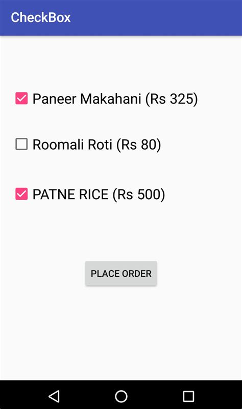 android program to implement checkbox widget and intent codedost