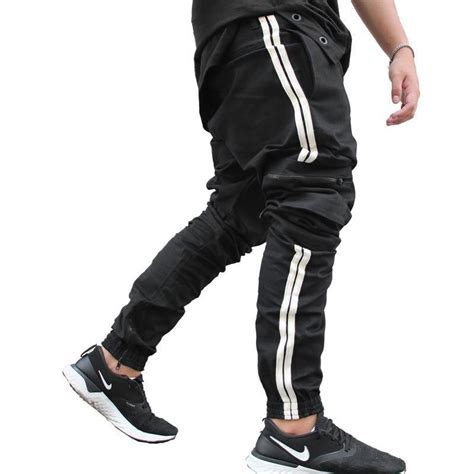Calça Jogger Preta Masculina Cargo Linha Lateral Preto Netshoes