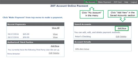 add edit or delete a payment method in cashnet