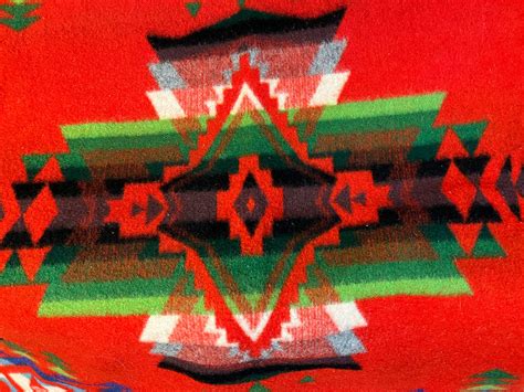 Pendleton Beaver State Wool Blanket Navajo Design Red Green Blue Black