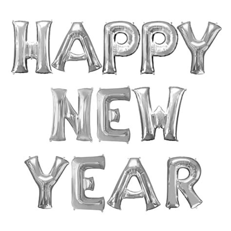 Silver Happy New Year Small Air Fill Balloon Kit 40cm Partyrama